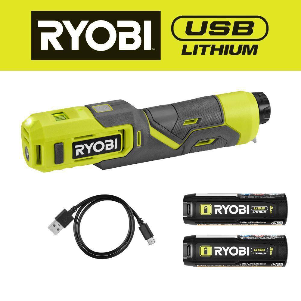 RYOBI USB Lithium Cordless High Pressure Inflator Kit w/ 2.0 Ah Battery ...