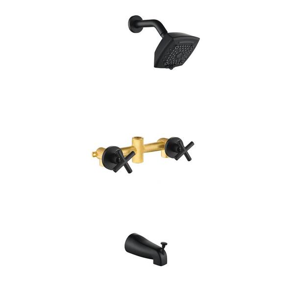 Double Handle 6-Spray Tub and Shower Faucet 2.5 GPM in Matte Black ...