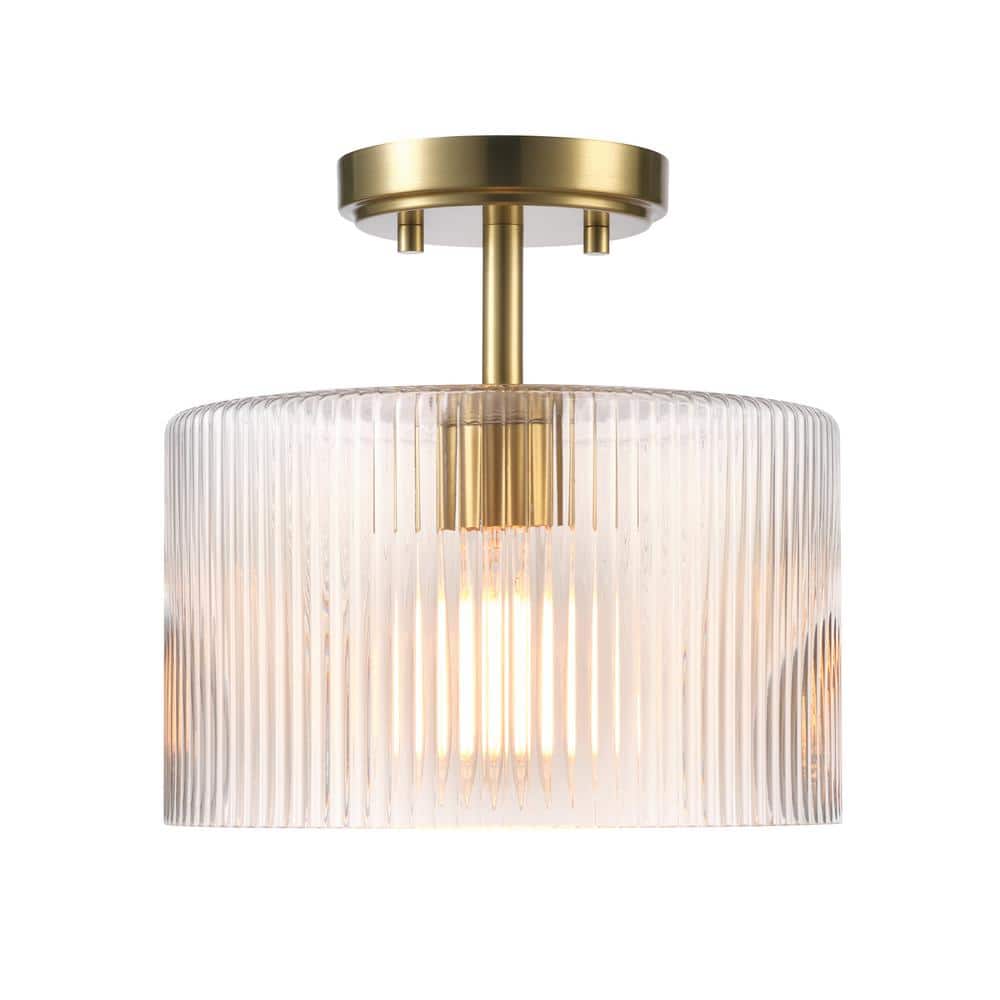 Globe Electric Suzie 1-Light 10 in. Matte Brass Semi-Flush Mount ...