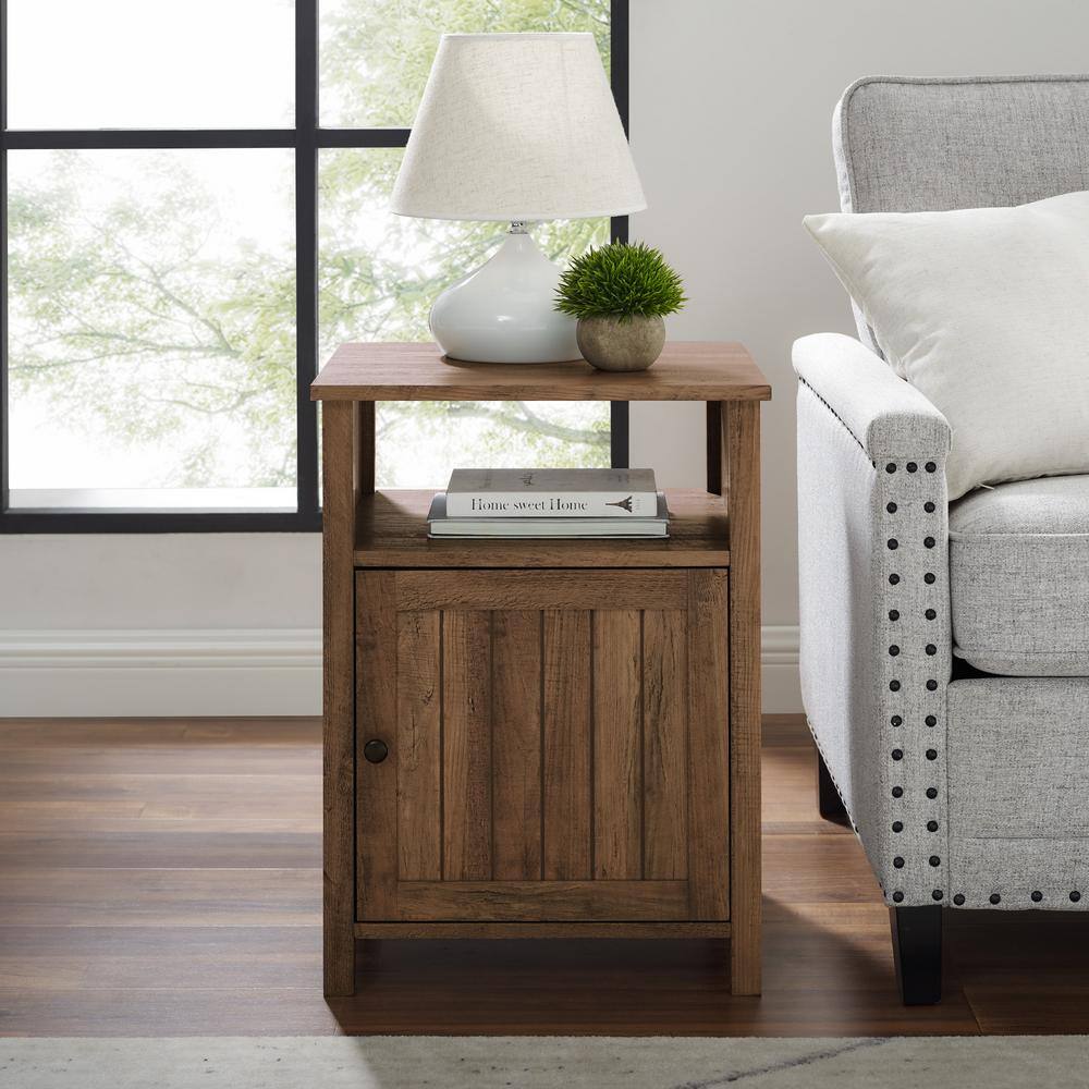 Welwick Designs Reclaimed Barnwood Modern End Table With Open Shelf and ...