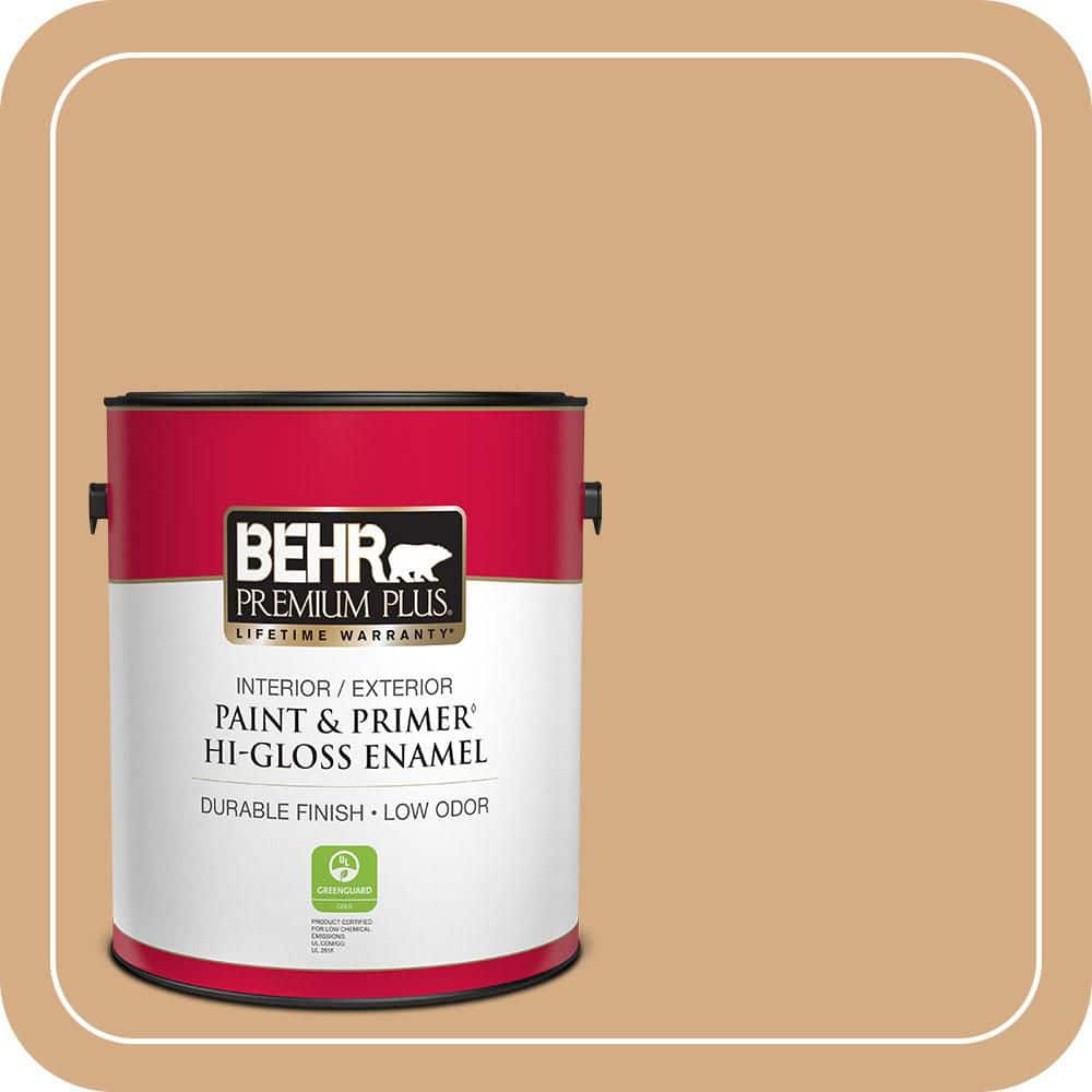 BEHR PREMIUM PLUS 1 gal. #BXC-67 Santa Fe Tan Hi-Gloss Enamel Interior ...