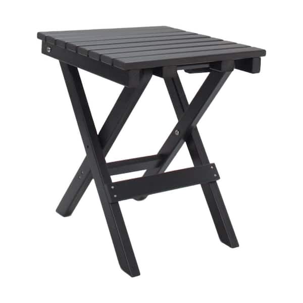 Hngilkoo Black HDPE Plastic Folding Outdoor Side Table for Porch, Patio ...