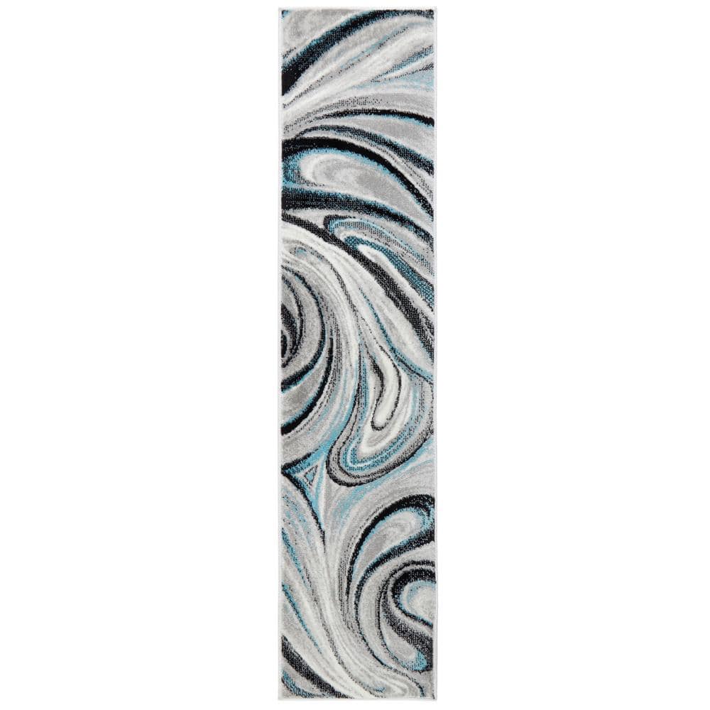 Home Dynamix Boho Odette Grey/Blue 2 ft. x 7 ft. Abstract Runner Area ...