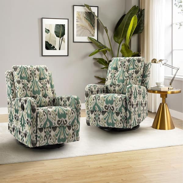 ARTFUL LIVING DESIGN Felipe Multi-Floral Turquoise Wing Back Swivel ...