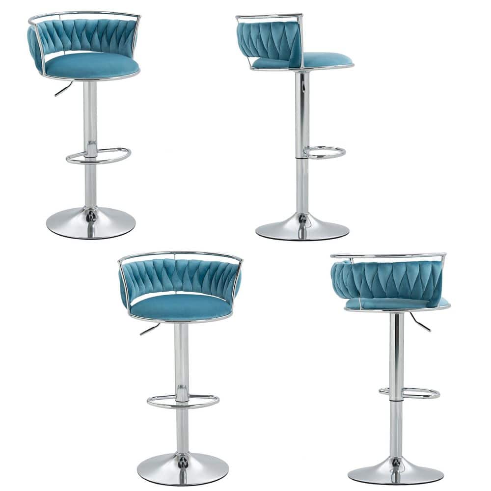 Uixe 38.5 in. Modern Silver Metal Frame Low Back Swivel Adjustable ...