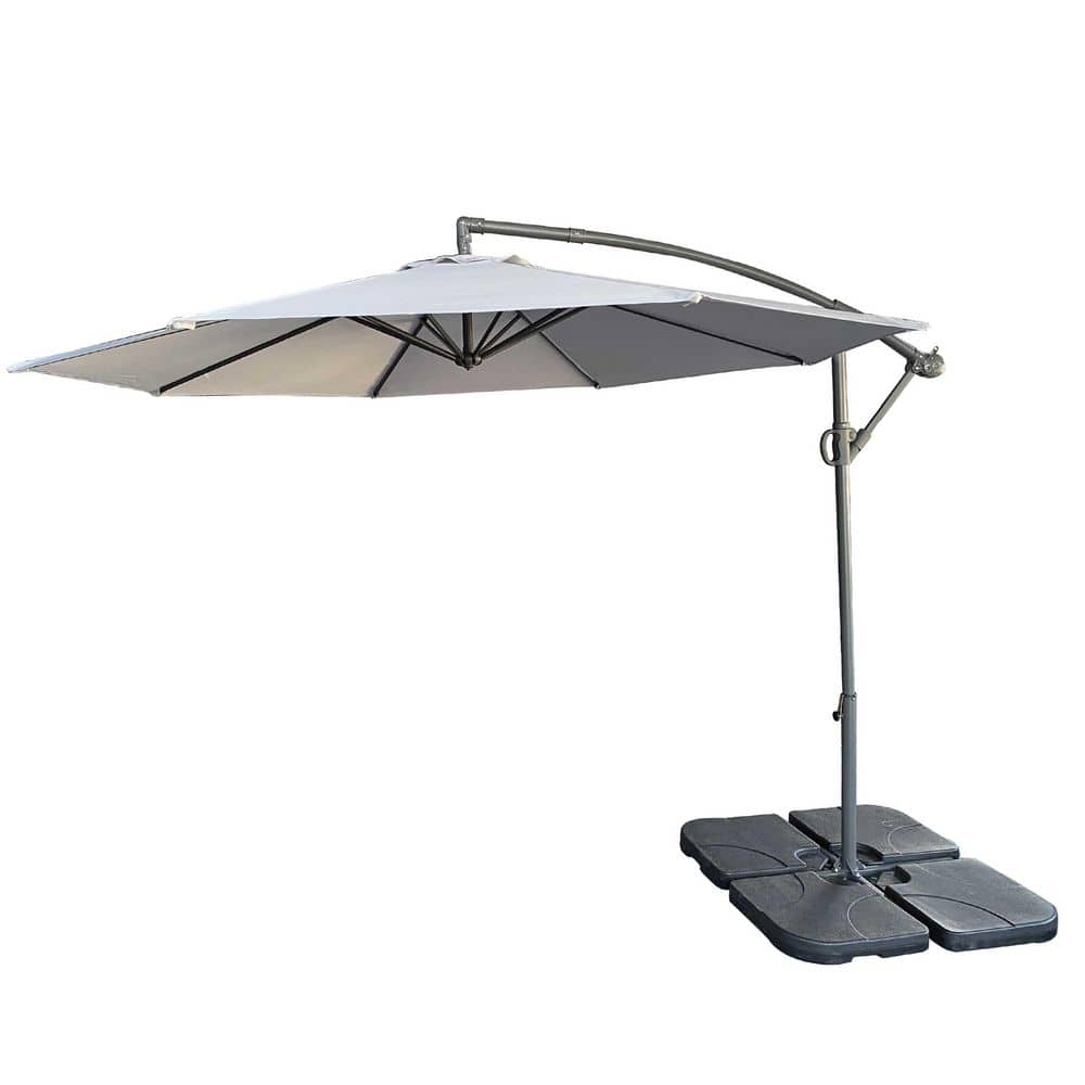 10 ft. Aluminium Cantilever Market Patio Umbrella in GRAY with Easy ...