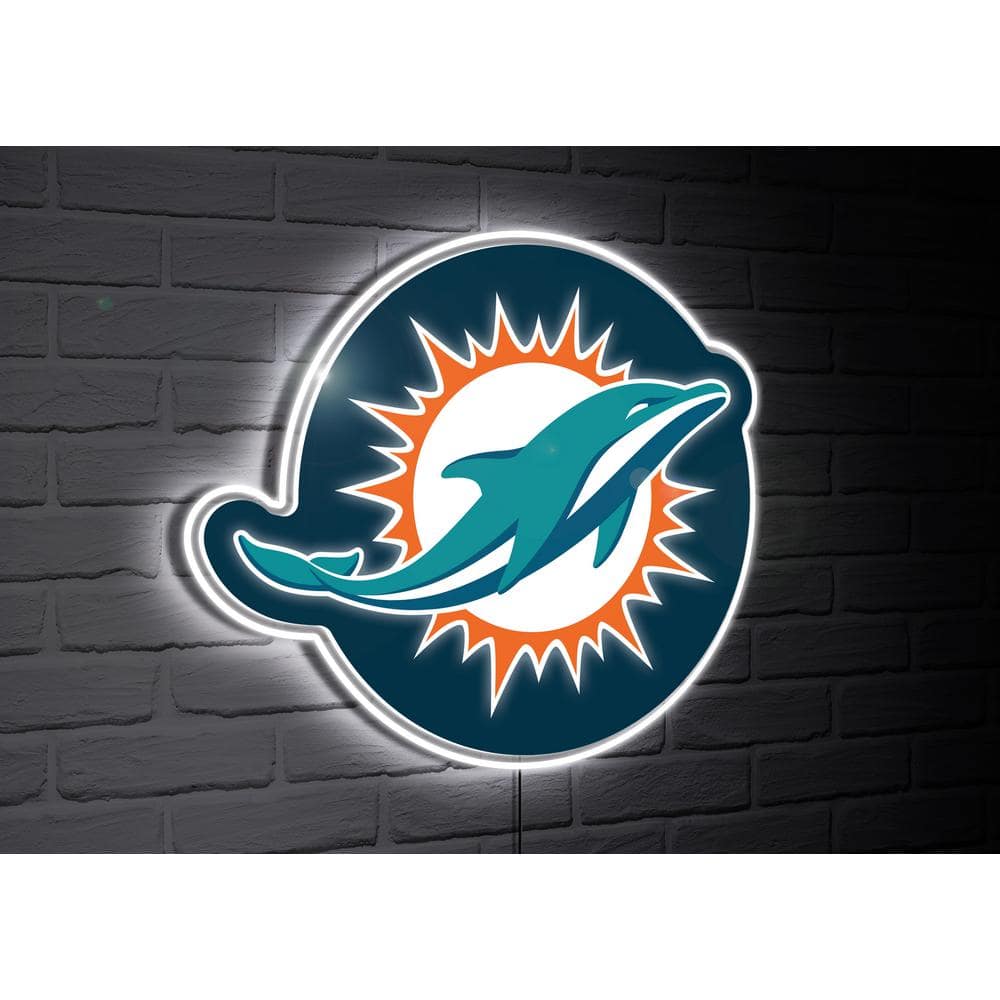 Evergreen Miami Dolphins Team Logo Shaped Plug in LED Lighted Sign ...