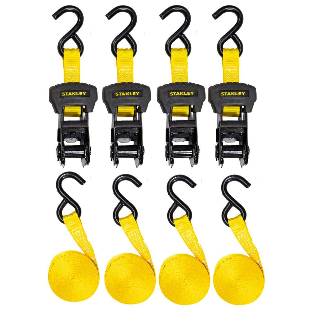 Stanley 1.25 in. x 16 ft. / 3000 lbs. Break Strength Ratchet Straps (4 ...