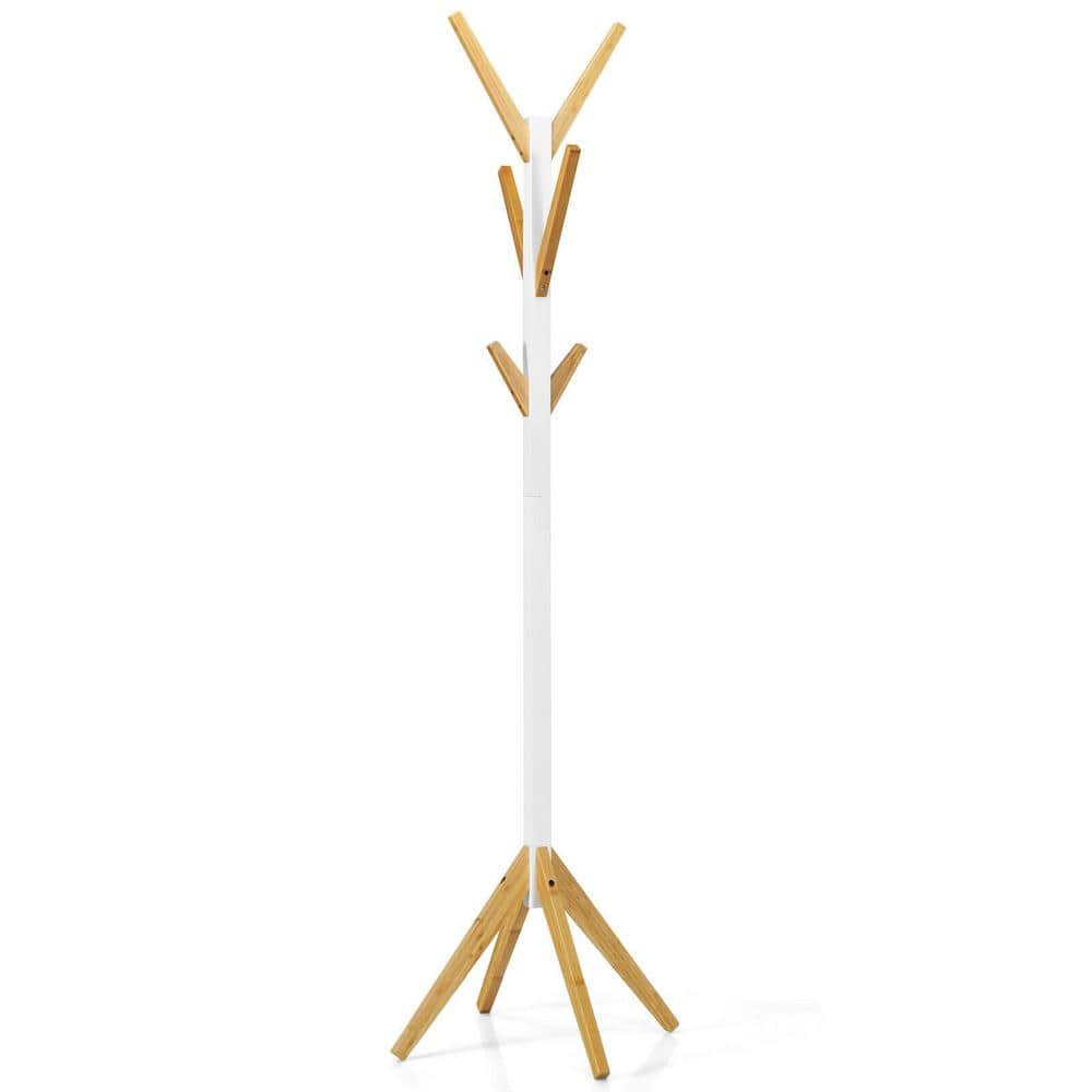 ANGELES HOME White Bamboo Coat Rack Stand with 6 Hooks 8CK10HU121WH ...