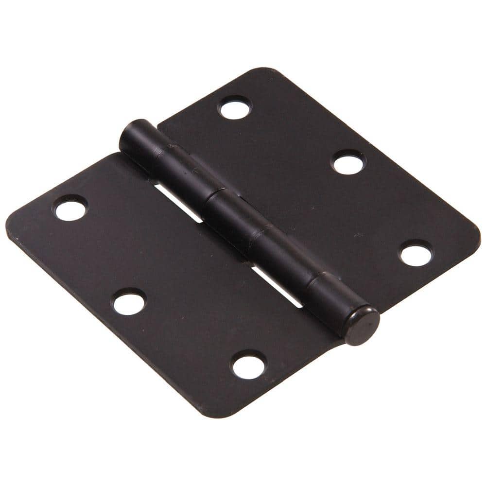 Hardware Essentials 3 in. Oil-Rubbed Bronze Residential Door Hinge with 1/4 in. Round Corner ...