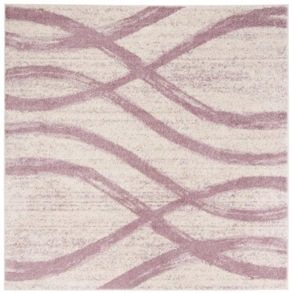 SAFAVIEH Adirondack Cream/Purple 4 ft. x 4 ft. Waves Square Area Rug ...