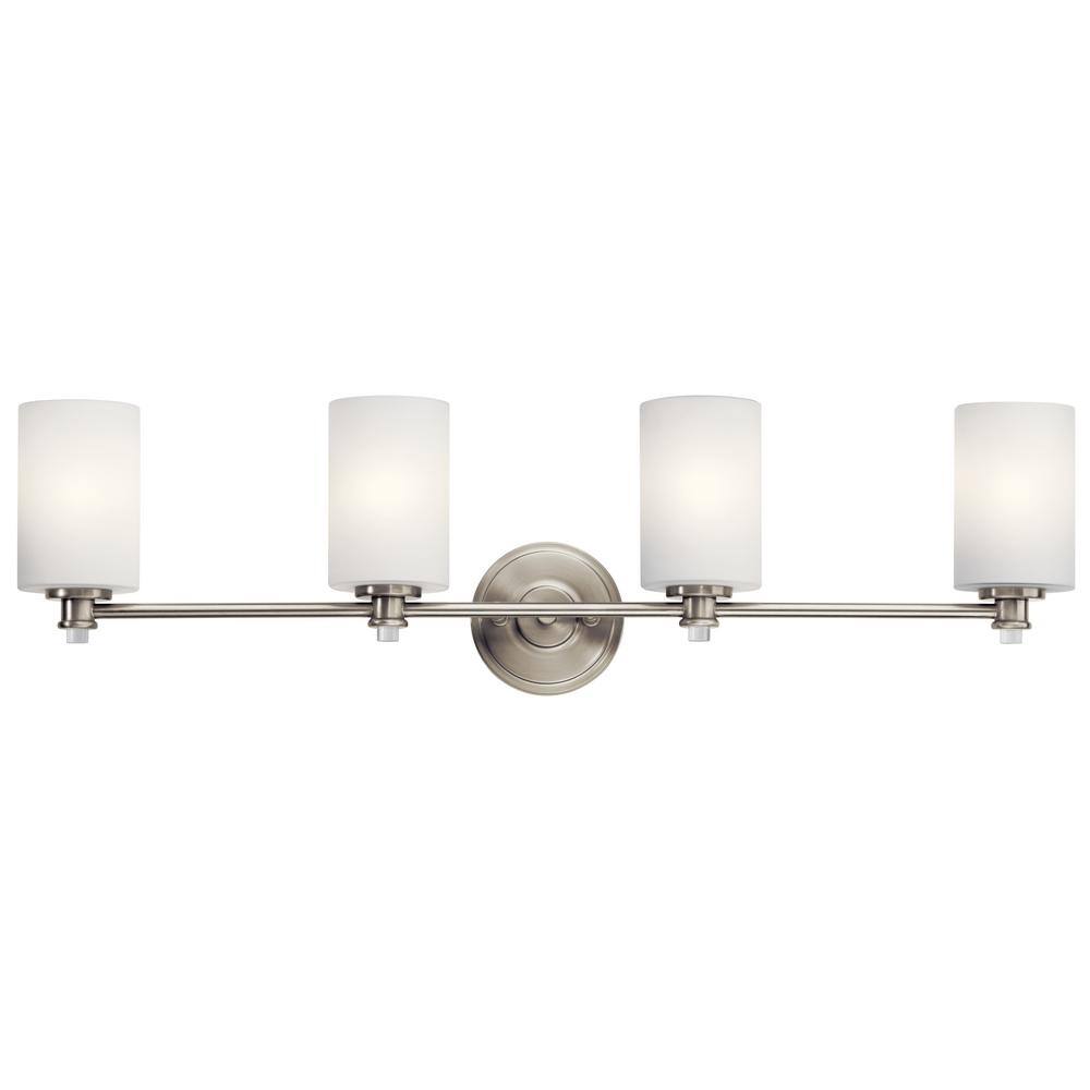 KICHLER Joelson 34 in. 4-Light Brushed Nickel Transitional Bathroom ...