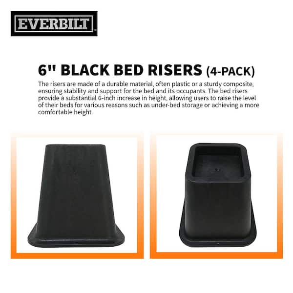 Everbilt 6 in. Black Bed Risers 4 Pack 4902244EV The Home Depot