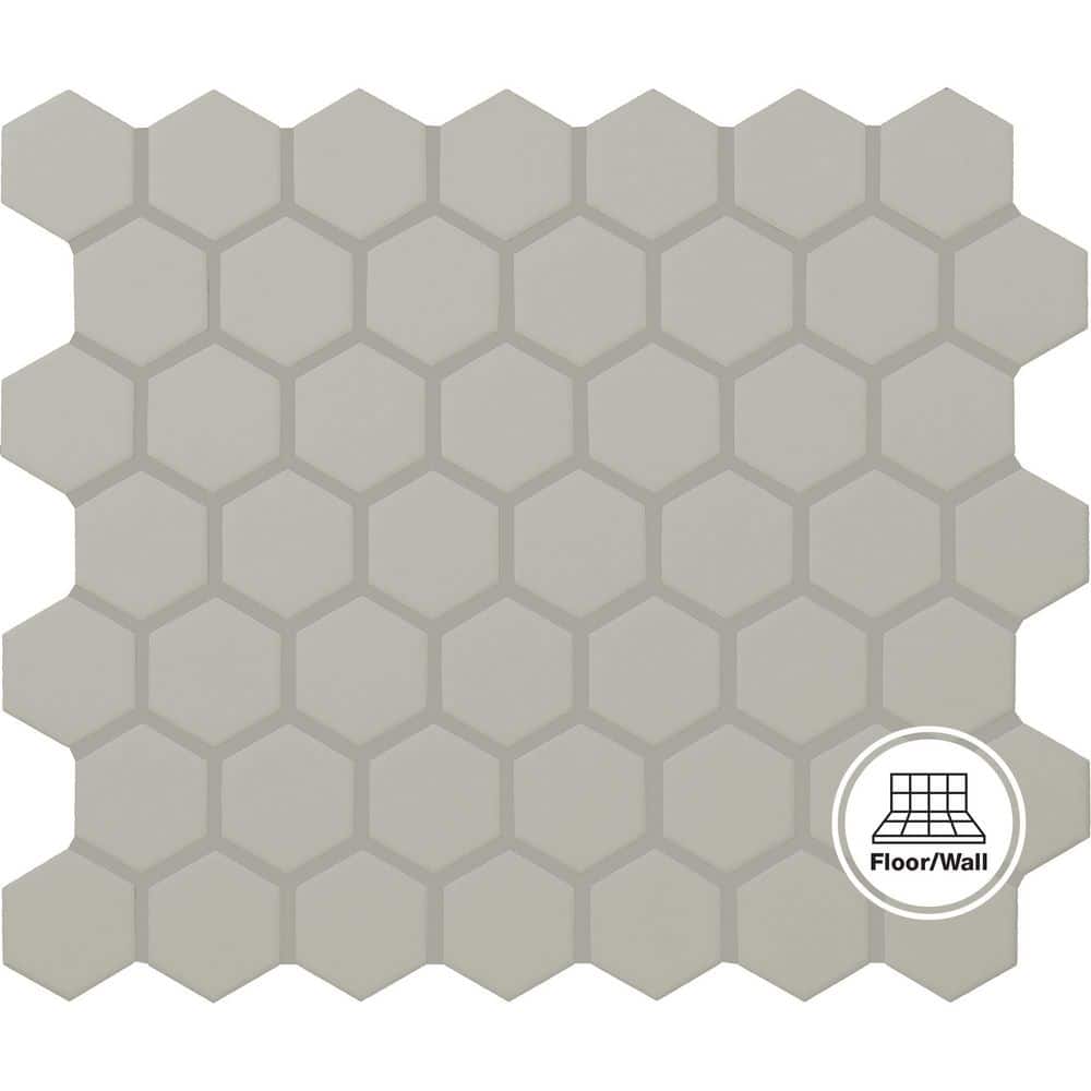 Daltile Restore Ash Gray 12 in. x 10 in. Matte Ceramic Hexagon Mosaic ...