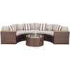 Suncrown 5-Piece Wicker Outdoor Half-Moon Sectional Sofa Set with Brown ...