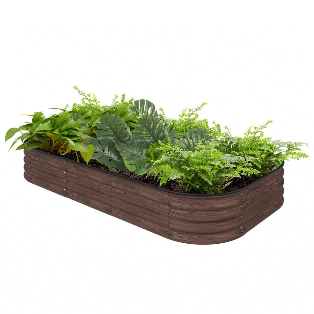 VEIKOUS 8 ft. x 2 ft. x 1 ft. Galvanized Steel Raised Garden Bed 9-in-1 ...