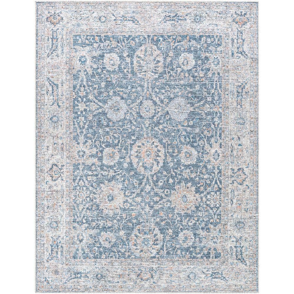 Livabliss Vinny Blue Medallion 9 ft. x 12 ft. Machine-Washable Indoor ...