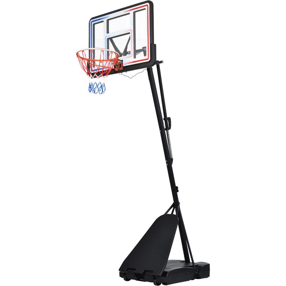 Cesicia 8 ft. to 10 ft. Black Metal Portable Basketball Hoop Height ...