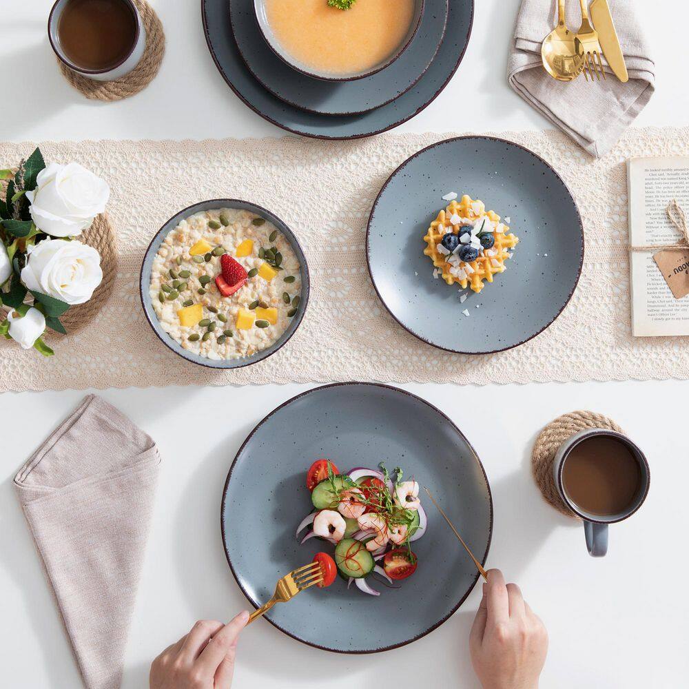 vancasso 16-Piece Grey Stoneware Dinnerware Set Service for 4 Kitchen ...