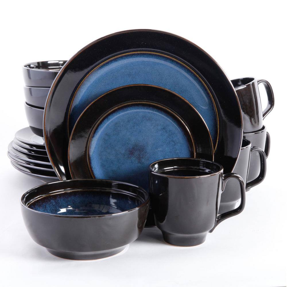 Gibson Elite Bella Galleria 16-Piece Blue Stone Dinnerware Set with ...