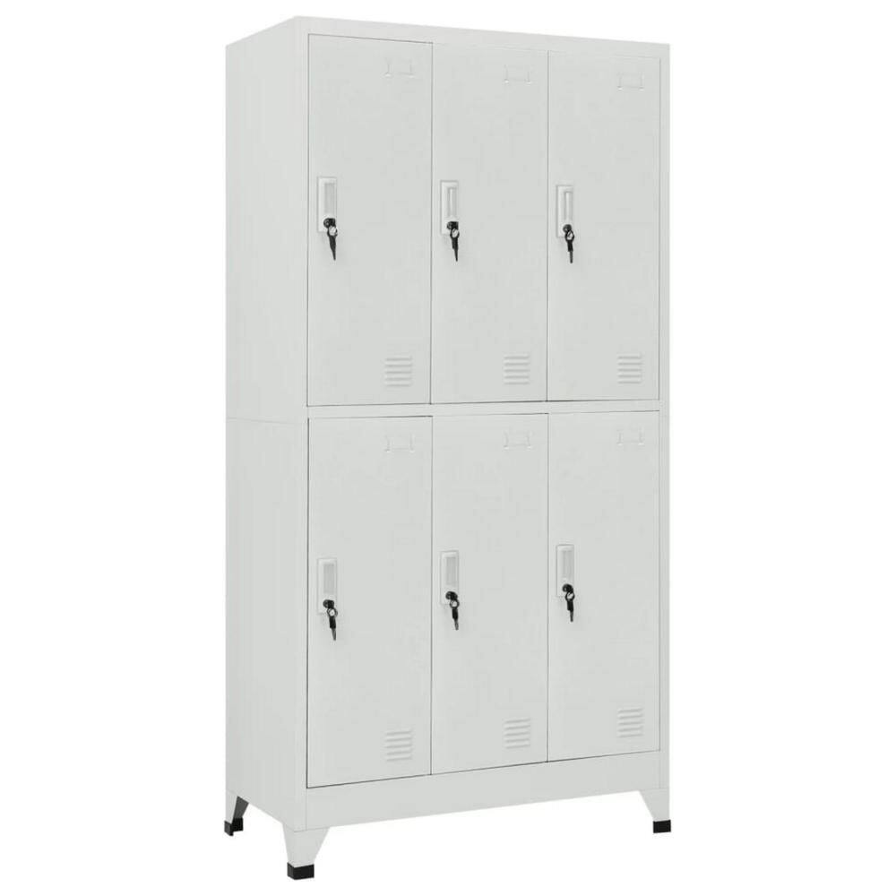 Benjara Nova 2-Tier 6 Storage Compartments Steel Locker Cabinet in Gray BM325848 - The Home Depot