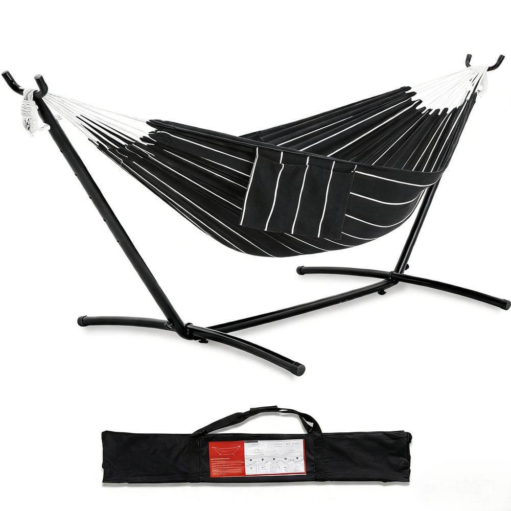 OGETFUUR Free Standing Double Hammock with Stand Portable Space Saving ...