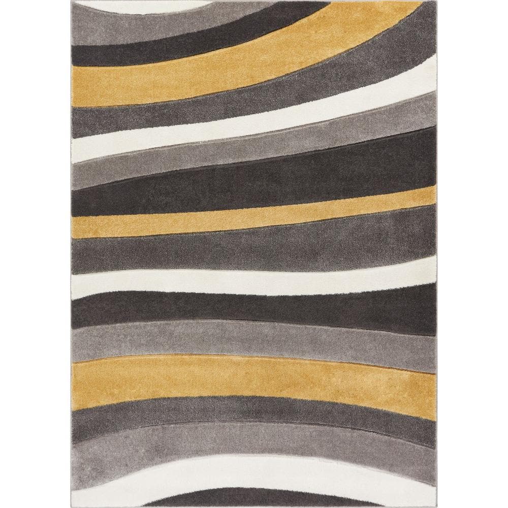 Well Woven Ruby Rad Waves 5 ft. x 7 ft. Modern Geo Stripes Gold Area ...