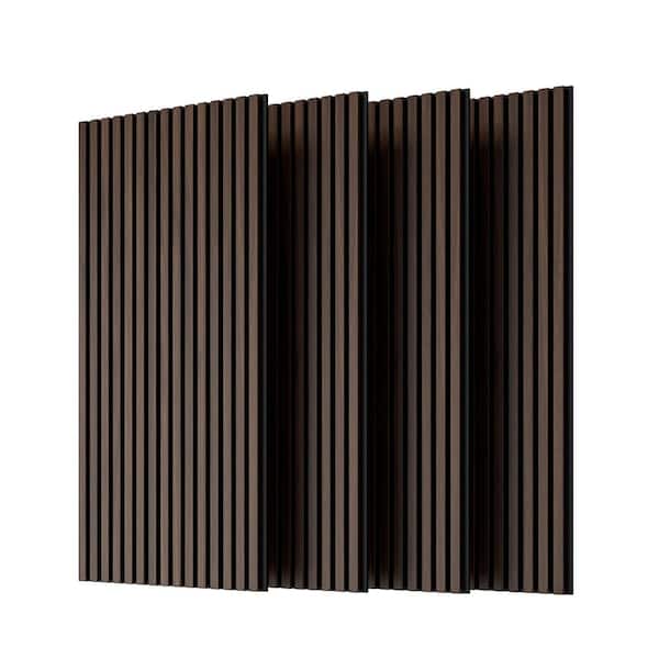 4-Pieces Walnut Wood Panel Slat Acoustic Panels for Wall and Ceiling ...