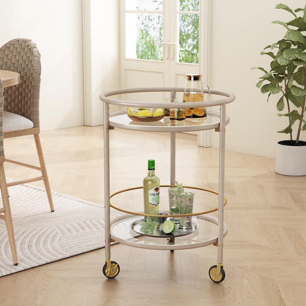 CHRISTOPHER KNIGHT HOME Pleasure 23.75 in. W 2-Tiered White Round Metal ...