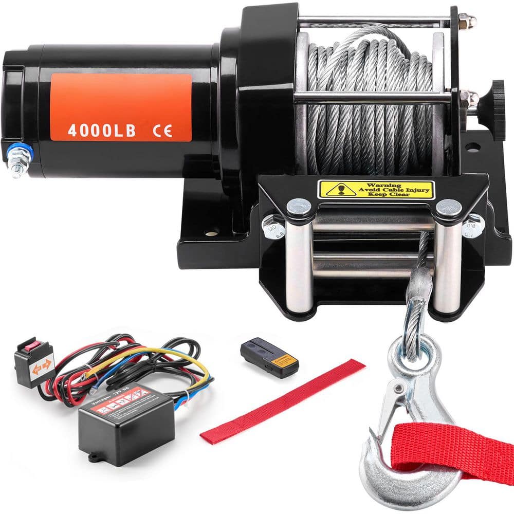 SKYSHALO Electric Winch, 4000 lbs. Line Pull Capacity, 12V DC ATV/UTV ...