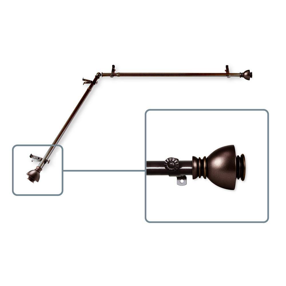 28 in. to 48 in. Adjustable 13/16 in. Corner Window Curtain Rod in ...