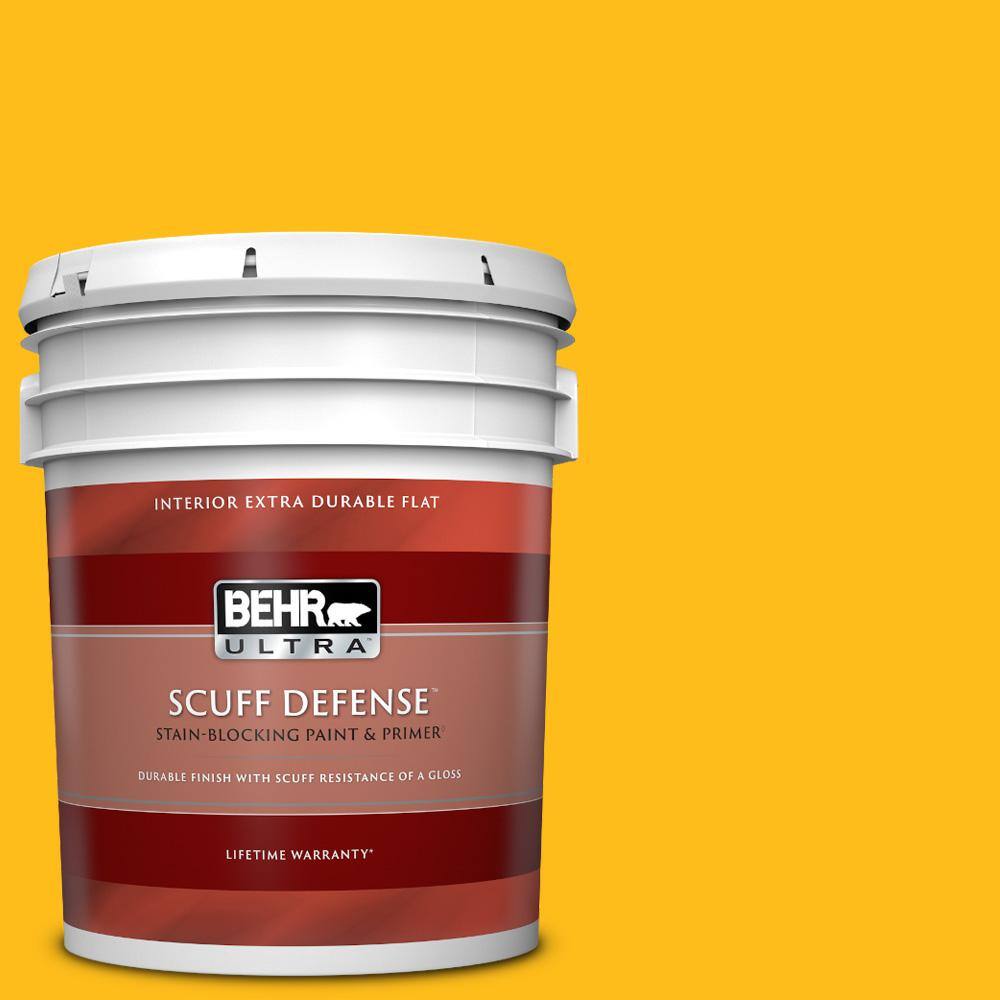 BEHR ULTRA 5 gal. #P290-7 Laser Lemon Extra Durable Flat Interior Paint ...