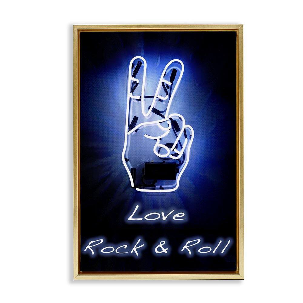 Stupell Industries Love Rock and Roll Neon by Graffi tee Studios Gold ...