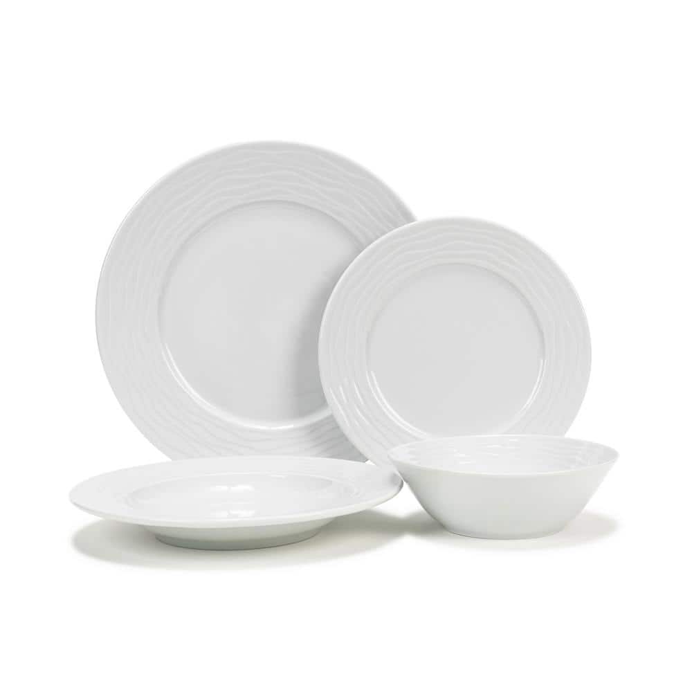 French Home, White Wave, Porcelain 16-Piece Dinnerware Set FHD4 - The ...