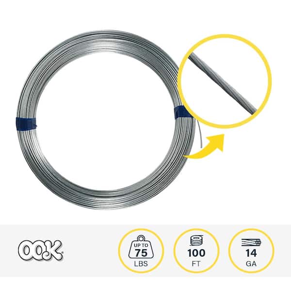 OOK 1-1/4 in. x 100 ft. 75 lb. 14-Gauge Galvanized Steel Wire 534804 ...