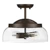 aiwen 2-Light Industrial Oil Rubbed Bronze Semi Flush Mount with Seeded ...