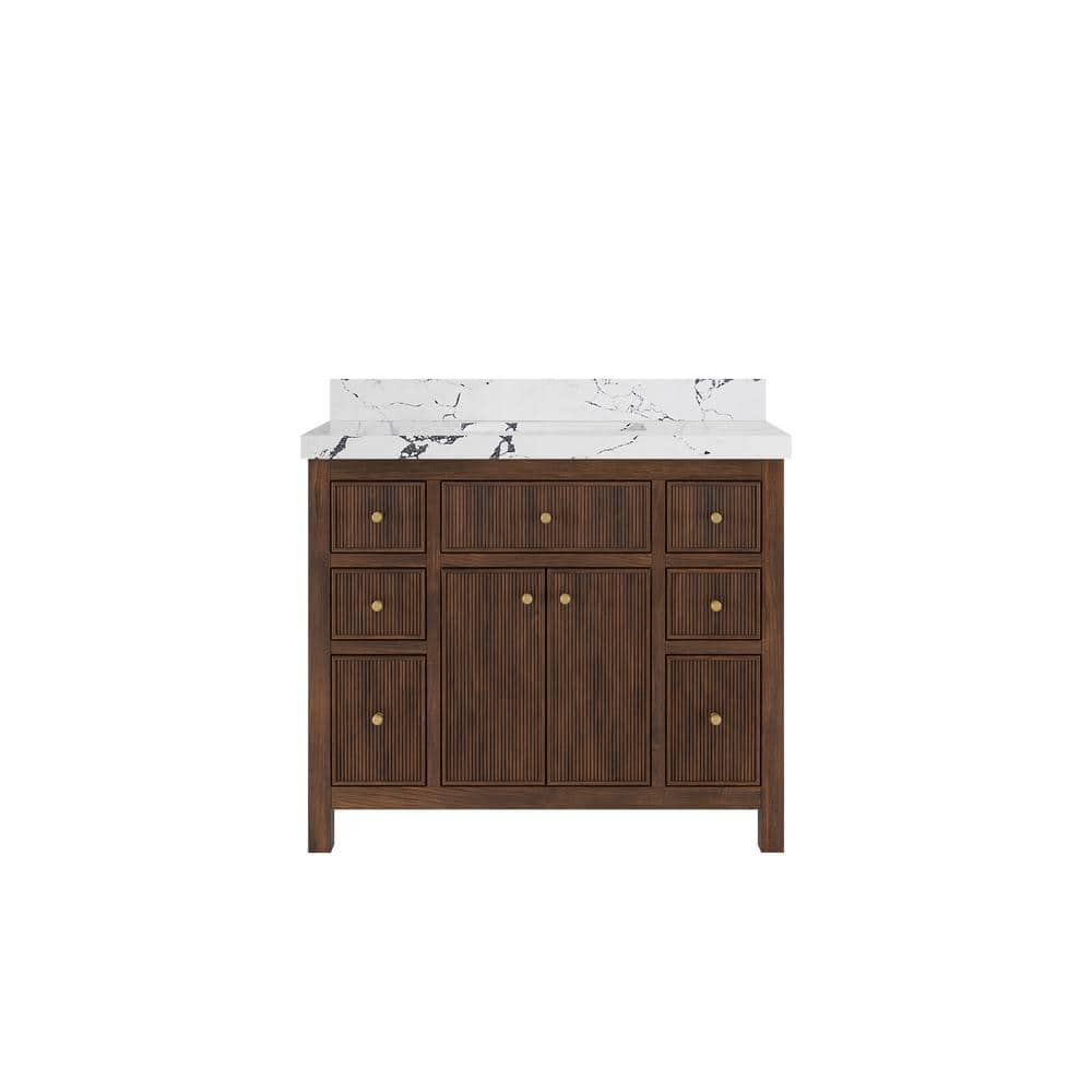 Willow Collections Sonoma Teak 42 in. Single Sink Freestanding Dark ...