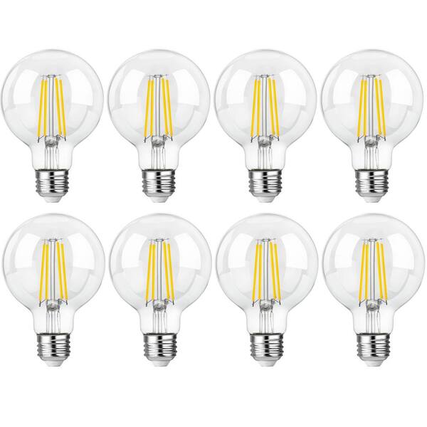 FLSNT 60-Watt Equivalent Dimmable LED Edison Bulbs 800 Lumens, G25 LED ...