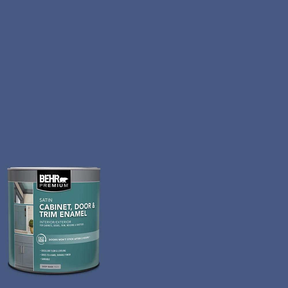 BEHR PREMIUM 1 qt. #M540-7 Optimum Blue Satin Enamel Interior/Exterior ...