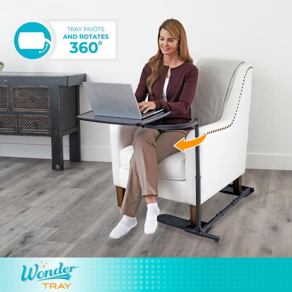 Able Life Universal Swivel TV Tray Table Bamboo Accent Sofa Table