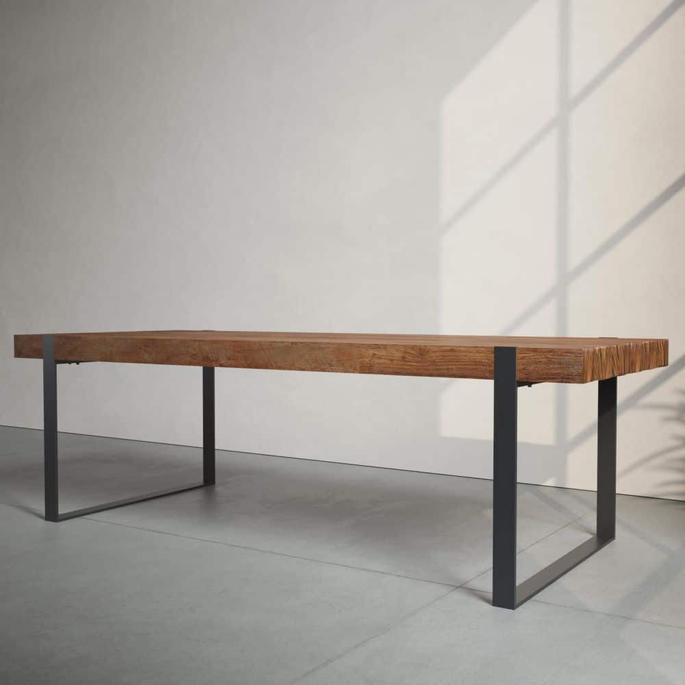 Urban Woodcraft Kingsley 98 in. Natural Wood Rectangle Dining Table ...