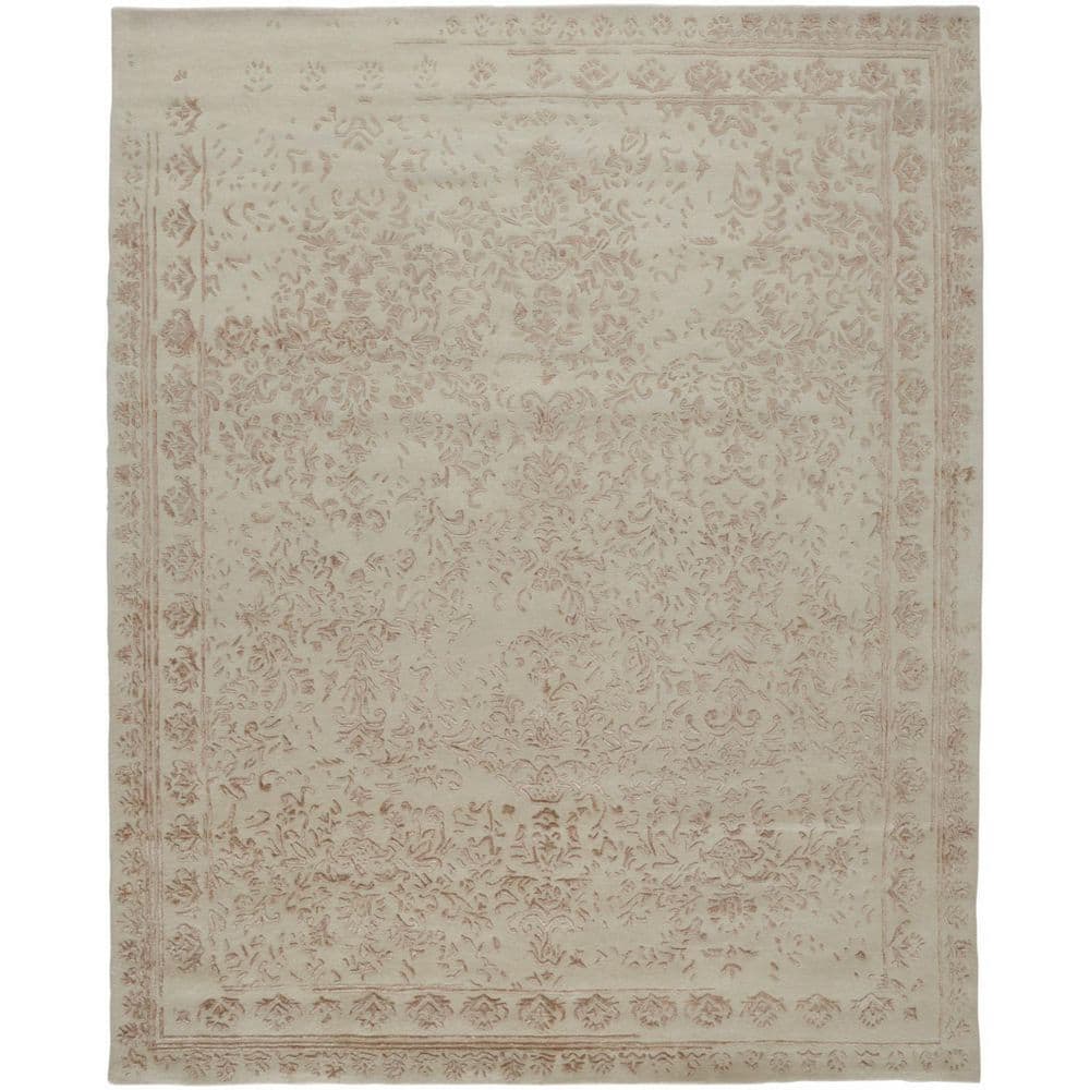 HomeRoots 9 ft. x 12 ft. Pink and Ivory Floral Area Rug 2000512535 ...