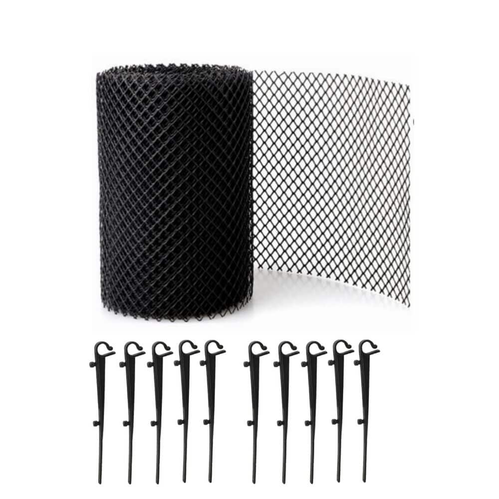 Wellco 6 in. x 20 ft. Black Plastic Gutter Guard Mesh Roll with Fixed ...