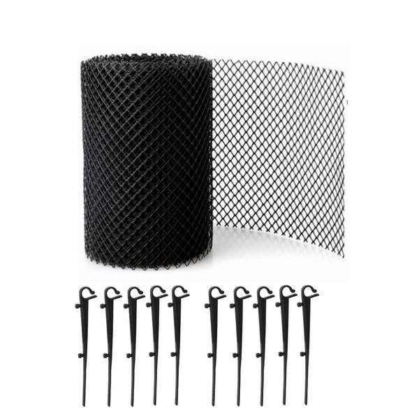 Wellco 6 in. x 20 ft. Black Plastic Gutter Guard Mesh Roll with Fixed ...