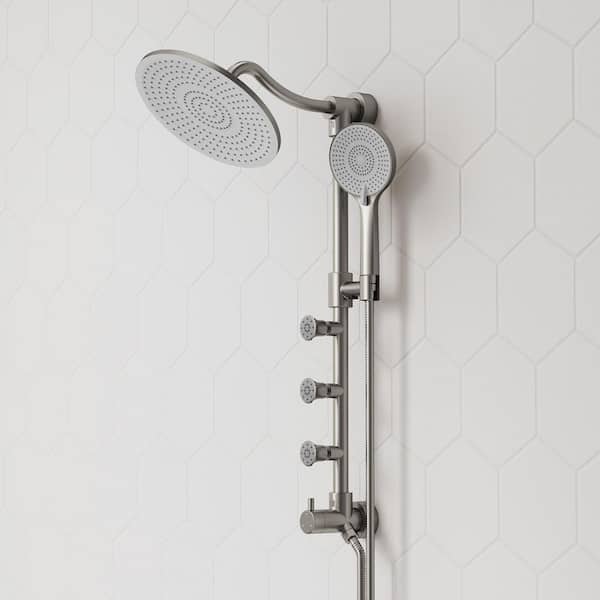EVERSTEIN 3-Spray 10 in. Dual Shower Head and Handheld Shower Head ...