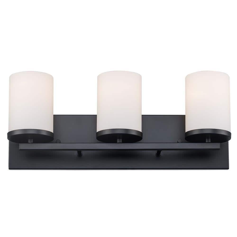 Bel Air Lighting Cornerstone 20 in. 3-Light Black Bathroom Vanity Light ...