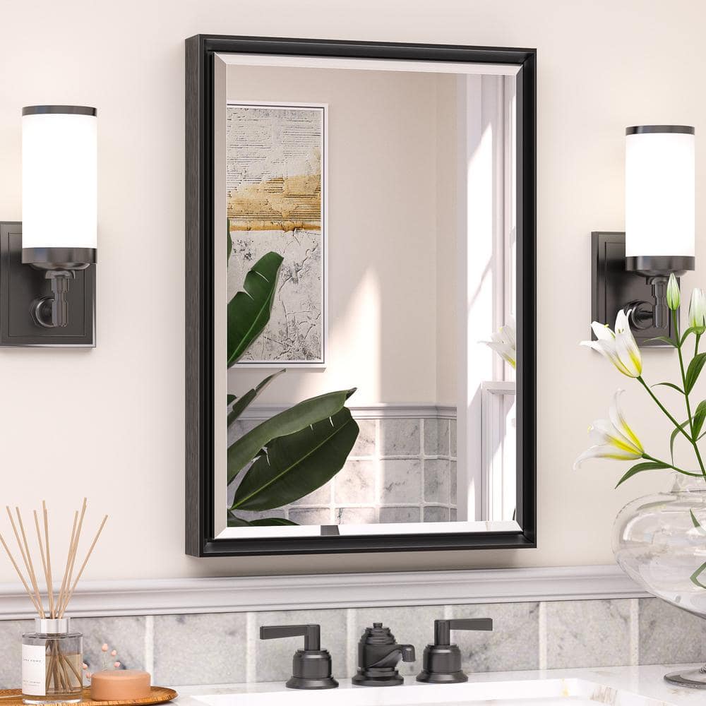KeonJinn 16 in. W x 24 in. H Rectangular Framed Black Mirrors for ...