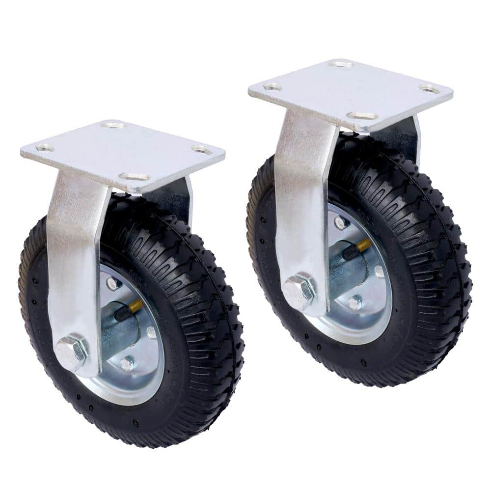 Angel Sar 2-Piece 8 in. Rigid Pneumatic Caster Wheels, Steel Hub with ...