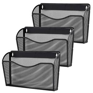 Angel Sar 12.8 in. x 3.9 in. x 14.9 in. Black 5 Pocket Mesh Wall ...