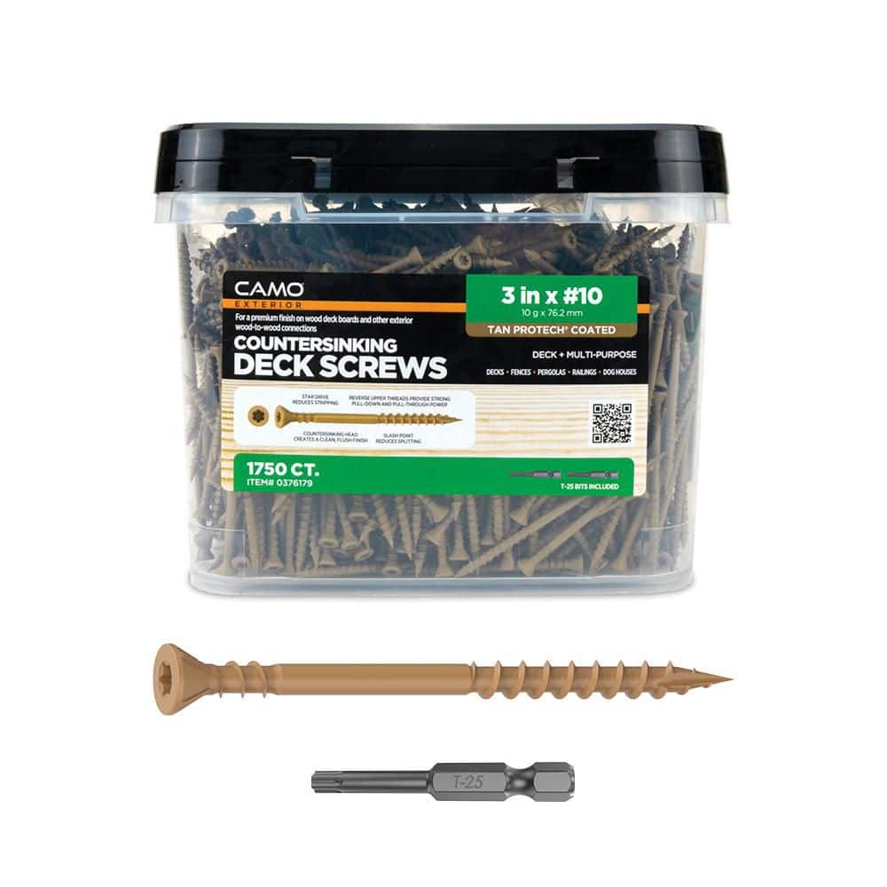 CAMO #10 x 3 in. Tan ACQ Rated Star Drive Flat Head Wood Deck Screw ...